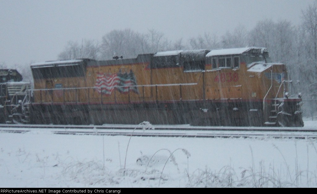 UP 4838 on 506 waits in the snow